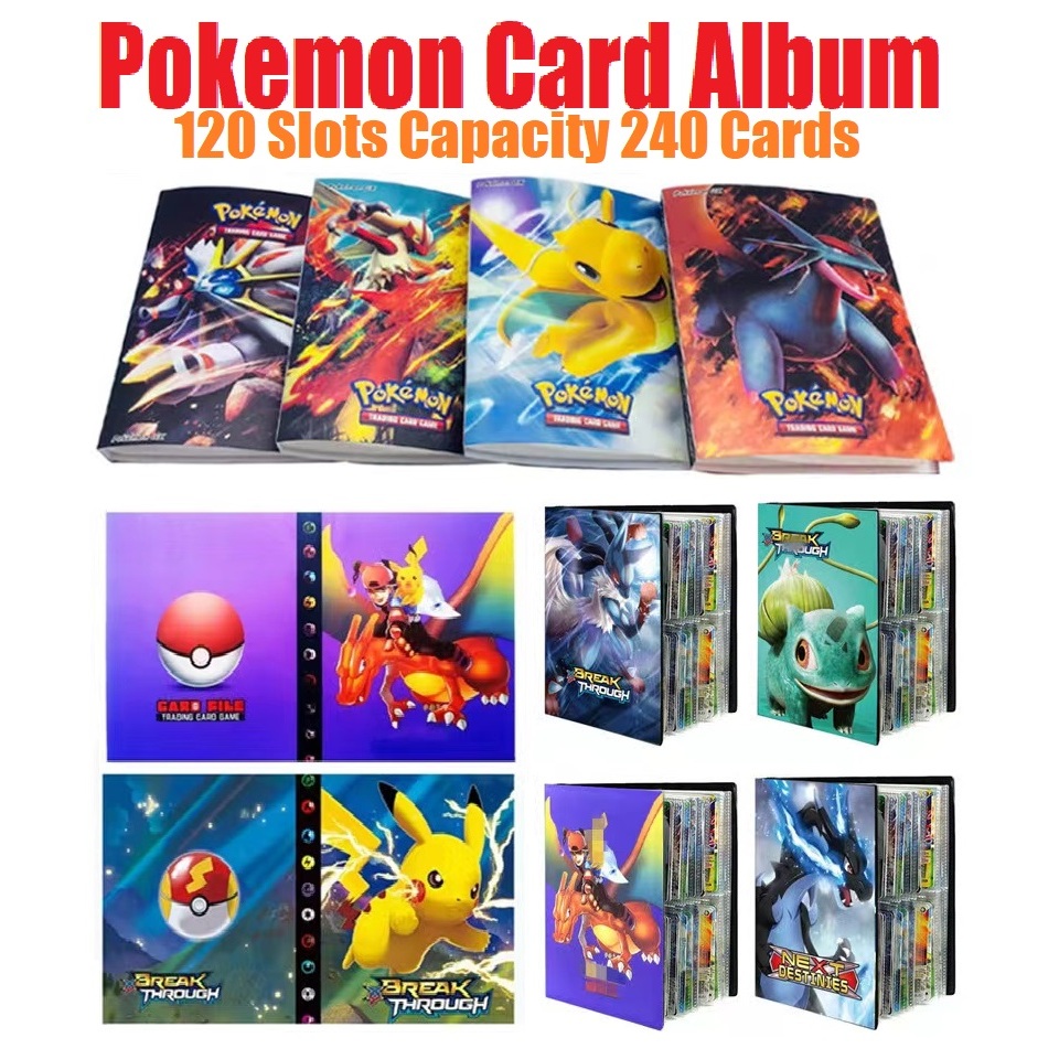 Pokemon Card File PVC Waterproof Hard Cover 120 Slots Capacity Pokemon ...