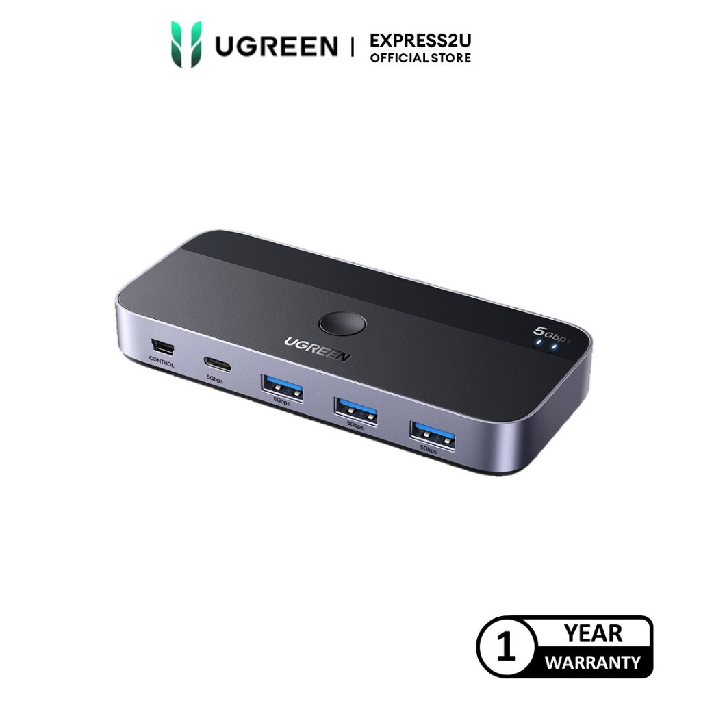 UGREEN 2 IN 4 OUT (3X USB-A, 1X USB-C) USB 3.0 SHARING SWITCH BOX ...