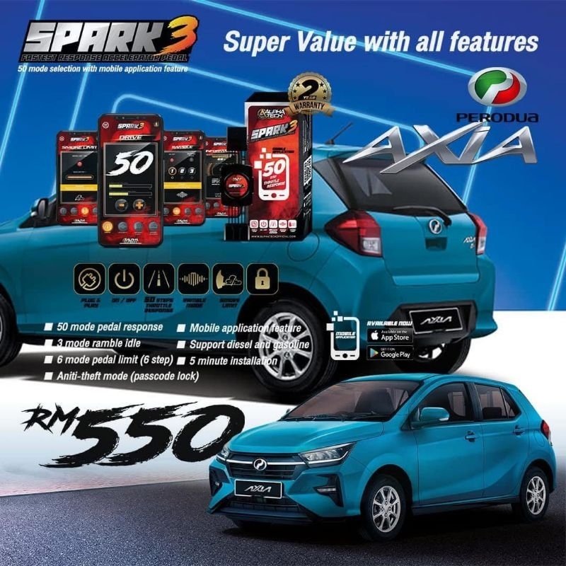 PERODUA AXIA ALPHA TECH SPARK 3 PEDAL RESPONE THROTTLE CONTROL WITH PHONE APP | Shopee Philippines