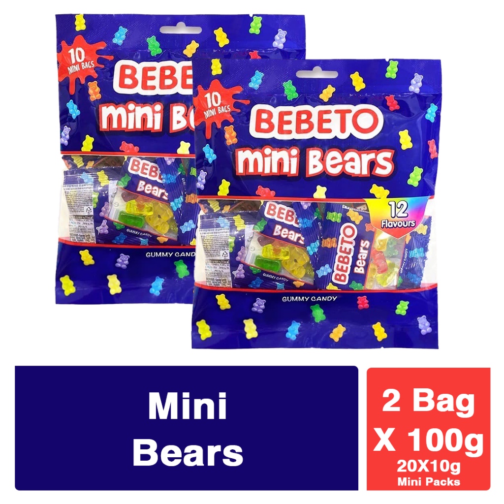 Bebeto Mini Bears Gummy Bears 2 Bag - (100g X 2) (+-20 Mini Packs ...