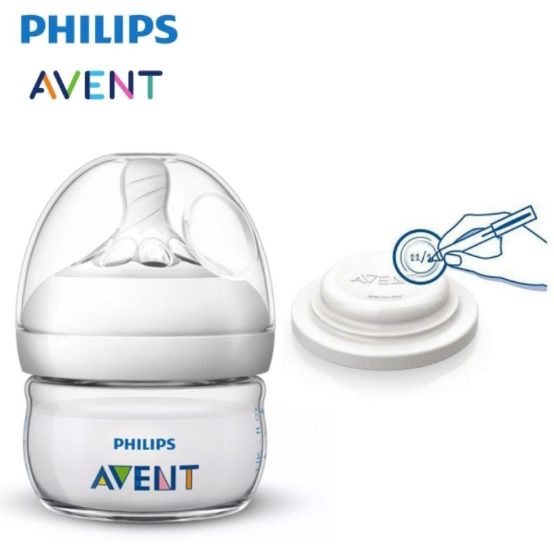 Philips Avent Natural Pure Glass Bottle 2oz/60ml Single Pack Free 1 ...