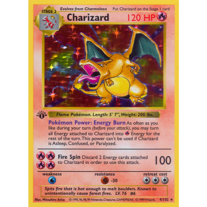 Pokemon Charizard A-E - Card Sticker Cover Not Official TCG Fits TnG ...