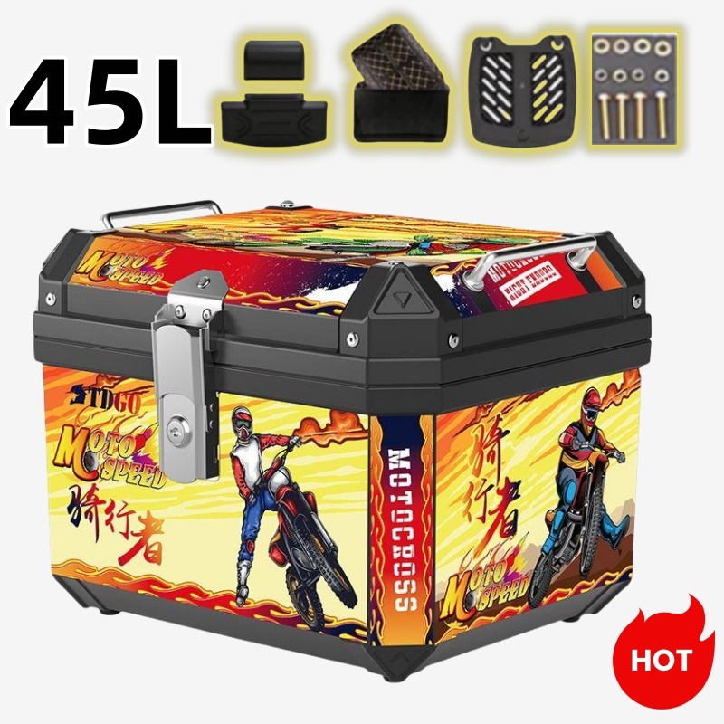Top box Motor 45L Capacity Motorcycle Box Storage Box Peti Motosikal ...