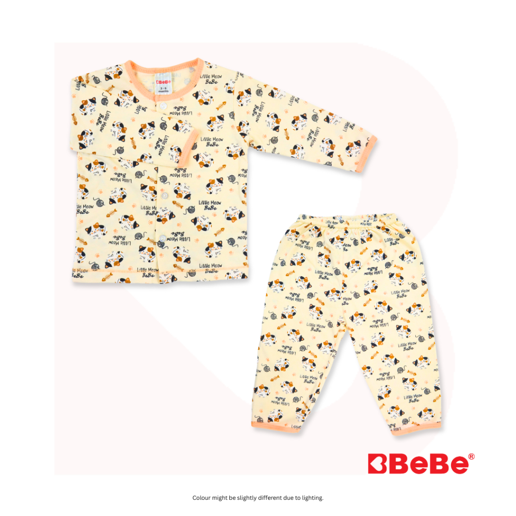 BeBe Baby Pyjamas Set - Little Meow (Cream) | Shopee Philippines