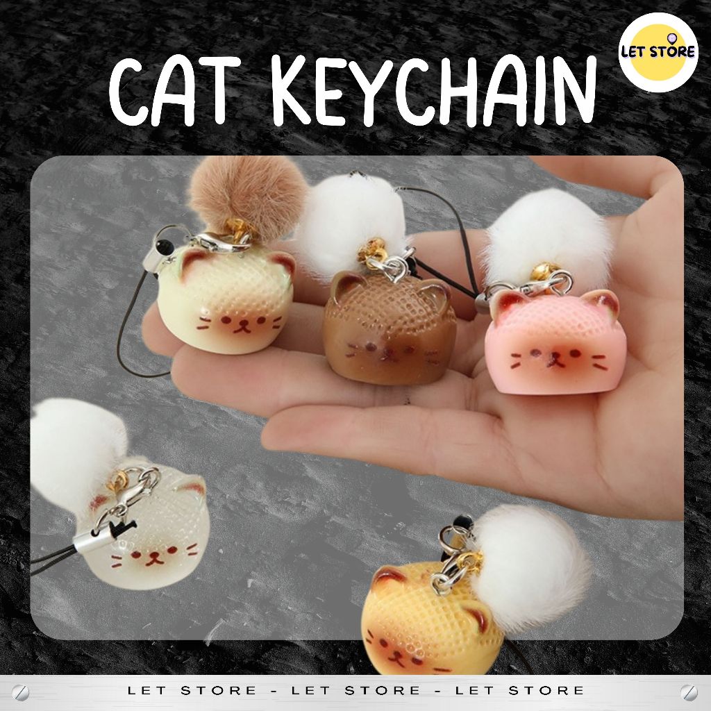 Keychain Cat Acrylic Viral Cute Meow Cartoon Bag Keychain Key Ring ...