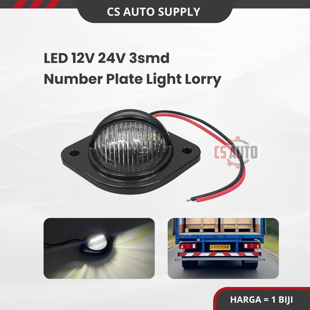 1biji x LED 12V 24V 3smd Number Plate Light Truck Lorry Trailer Lampu ...
