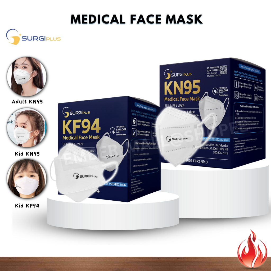 SURGIPLUS KN95 KF94 5 Layer 4 Layer Surgical Medical Face Mask Adult ...