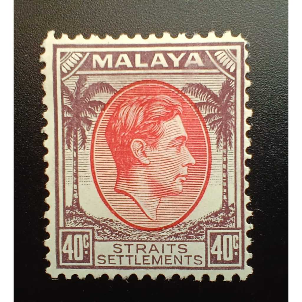 G2494 Straits Settlements 1937 KGVI 40c scarlet & Dull Purple Wmk MSCA ...