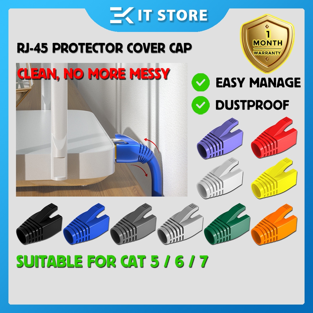 RJ45 Rubber Boot Cover Cap Protector for CAT5 CAT5E CAT6 CAT6E CAT 7 ...