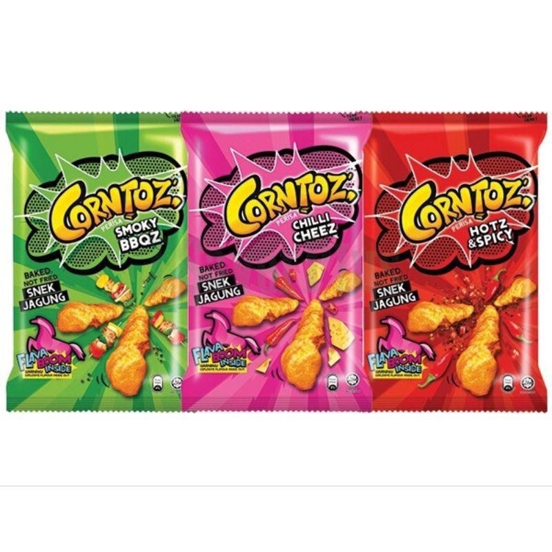 (HALAL) Corntoz Chilli Cheez / Hot & Spicy / Smoky Bbqz 10's x 80g ...