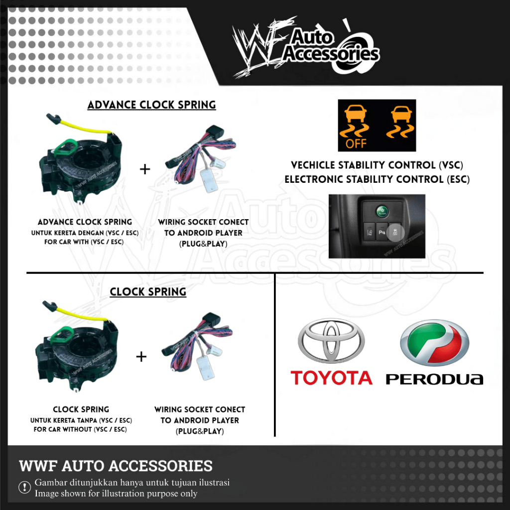 GR Steering Clock Spring & Wiring Socket for Android Player (Plug ...