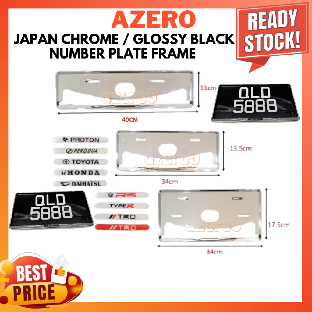 Japan Chrome / Glossy Black Number Plate Frame JDM Japan Style ...