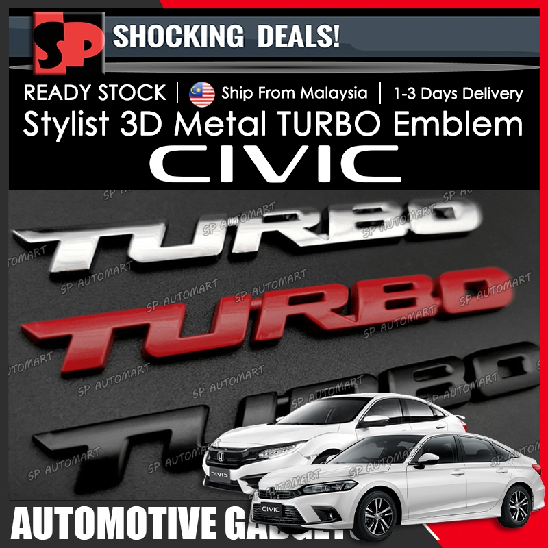 Honda Civic Stylist 3D Metal TURBO Emblem Car Emblem | Shopee Philippines