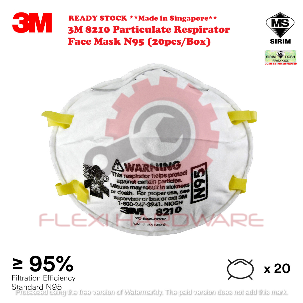 **SIRIM APPROVED** 3MTM Particulate Respirator Face Mask 8210, N95 ...