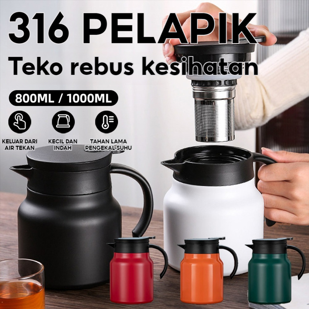 Tea pot Thermos Portable 316 Steel Water Jug Coffee Pot Household ...