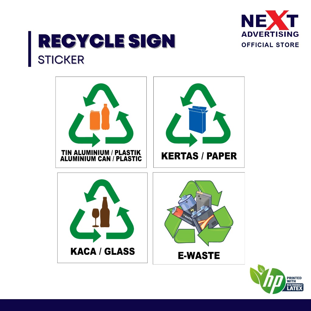 Recycle Sign Cans/Plastic/Paper/Glass/E-waste Recycle Sticker Only ...