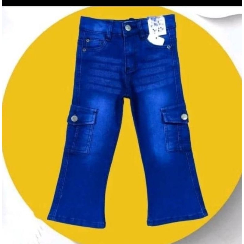Girls Kids Cargo jeans bootcot Collection Size 2y to 12y Best quality | Shopee Philippines