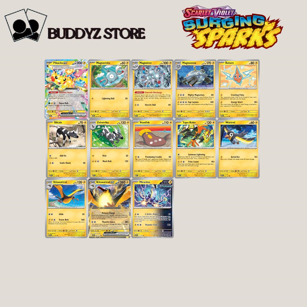 Pokemon TCG Single Card - SV8 Surging Sparks (Electric) Normal Art (NA), Holo (H), Reverse Holo ...