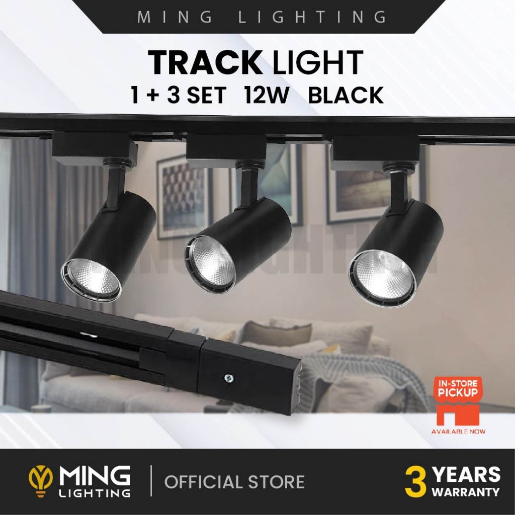 LED Track Light 12W 1+3 Complete Set COB Spotlight Ceiling Lighting ...
