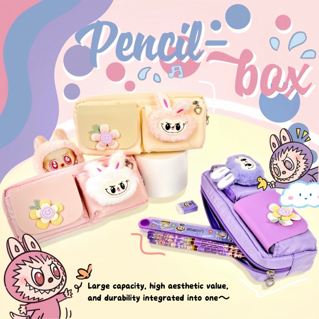 Labubu Simple and cute pencil case student school portable carrying ...