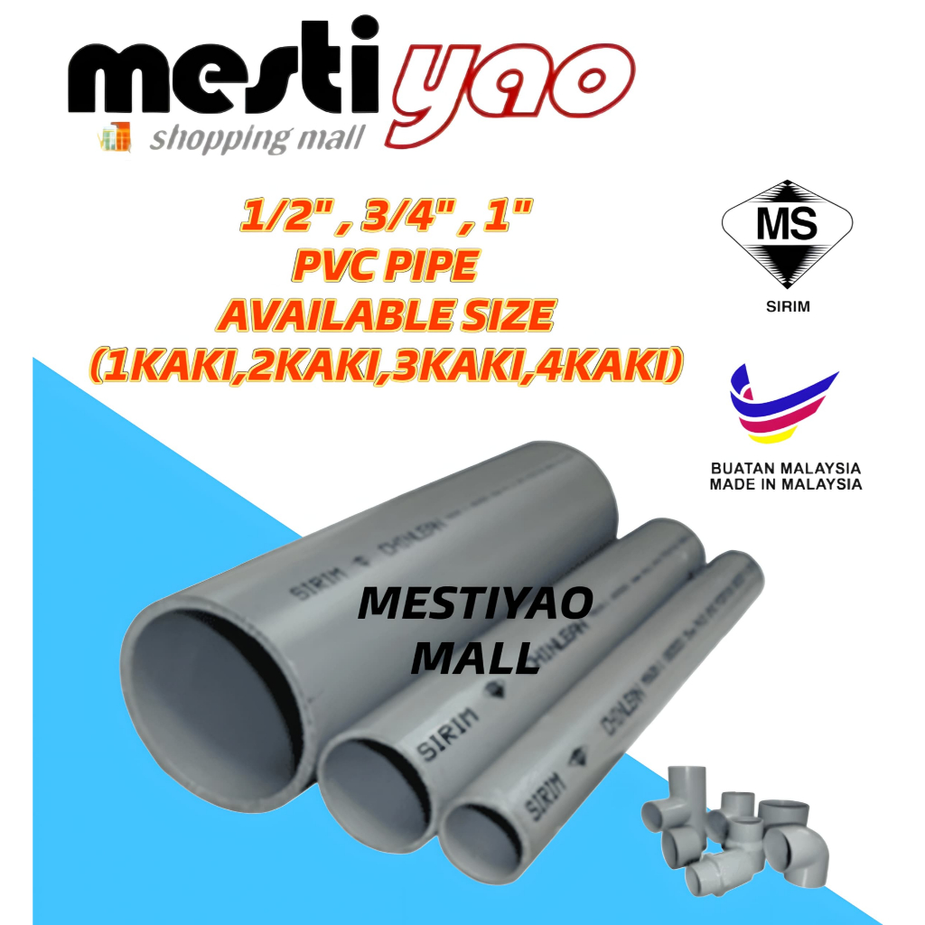(SELL WITH FEET) 1/2",3/4",1" PVC PIPE SIRIM/PVC PIPE KELABU/PVC PAIP PVC GREY PIPE/TEBAL ...
