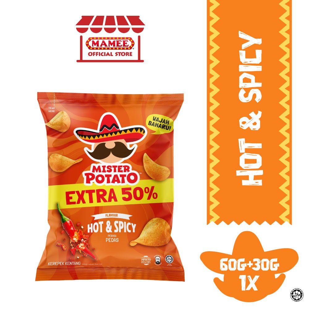 Mister Potato Chips - Hot & Spicy (60g x 1 pack) [Extra 50%] | Shopee Philippines