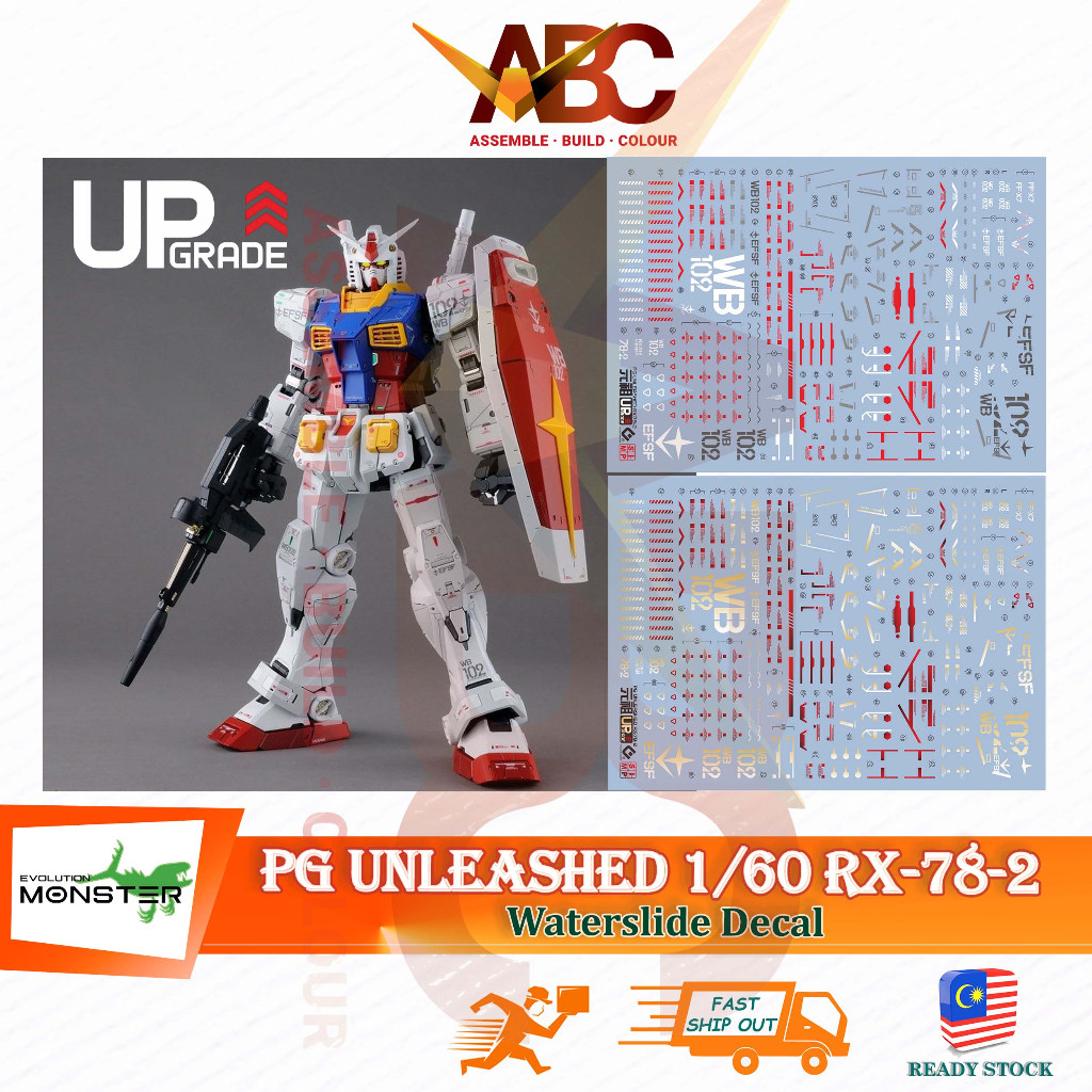 (Evo Monster) Waterslide Decal - PG Unleashed 1/60 RX-78-2 2.0 (Fluo ...