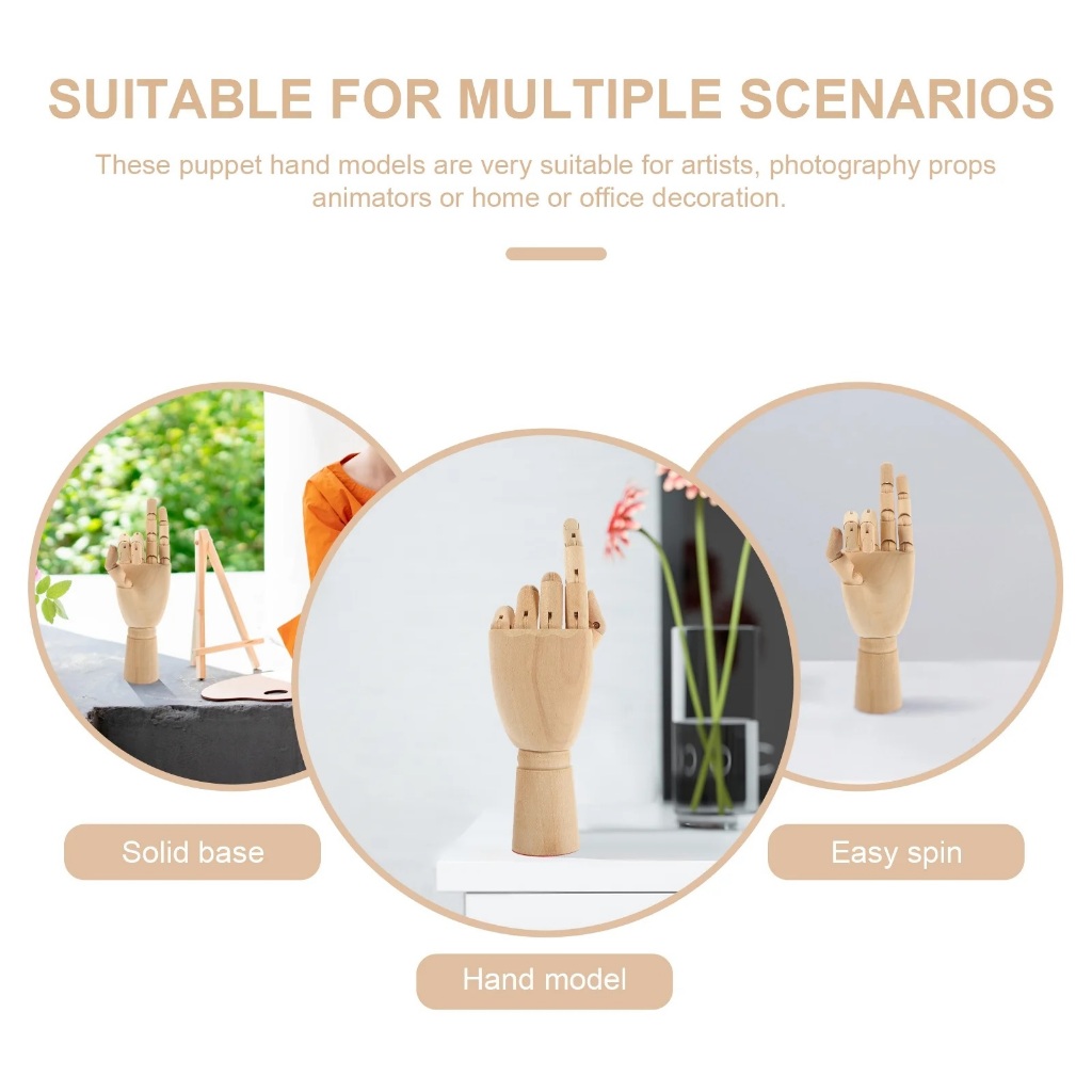 MOVABLE HAND ARTIST WOODEN MANIKIN ART FIGURE DRAWING MODEL PALM SKETCH ...