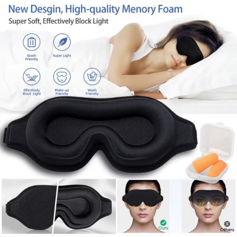 Thick Premium Quality 3D Eye Mask Sleeping Shade No Eye Pressure Travel ...
