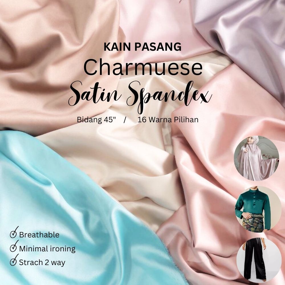 Kain Pasang Charmuese Dull Satin Spandex Satin Matte kain meter (55000 ...