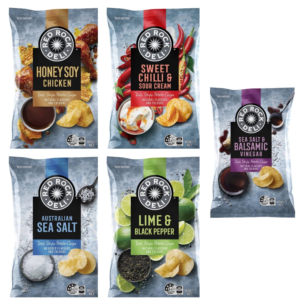 Red Rock Deli Potato Chips 165g - Honey Soy Chicken / Sweet Chili ...