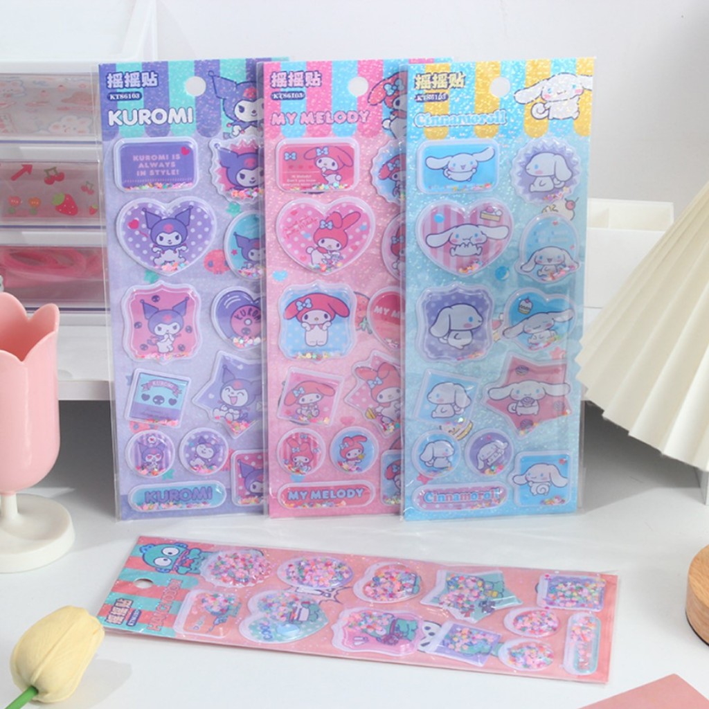 Sanrio License Cute Sanrio 3D Wobble Sticker Shaker Sticker Kuromi ...