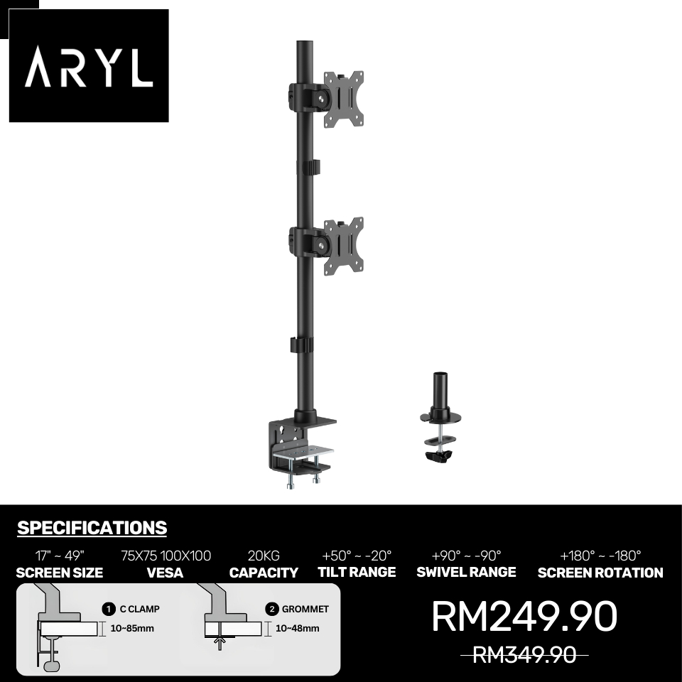 the ArylTM Heavy Duty Articulating Dual Monitor Mount | Shopee Philippines