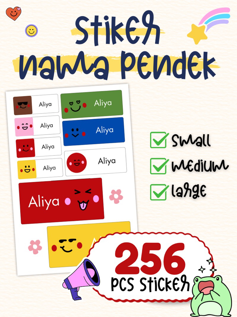 200+ Cute Colorful Name Stickers 3 Sizes Cartoon Stickers Name Stickers ...
