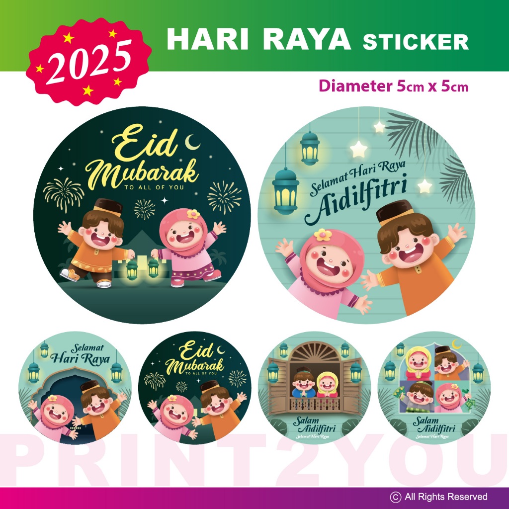 [100PCS] 2025 HARI RAYA STICKER RAMADAN STICKER SELAMAT AIDILFITIRI ...