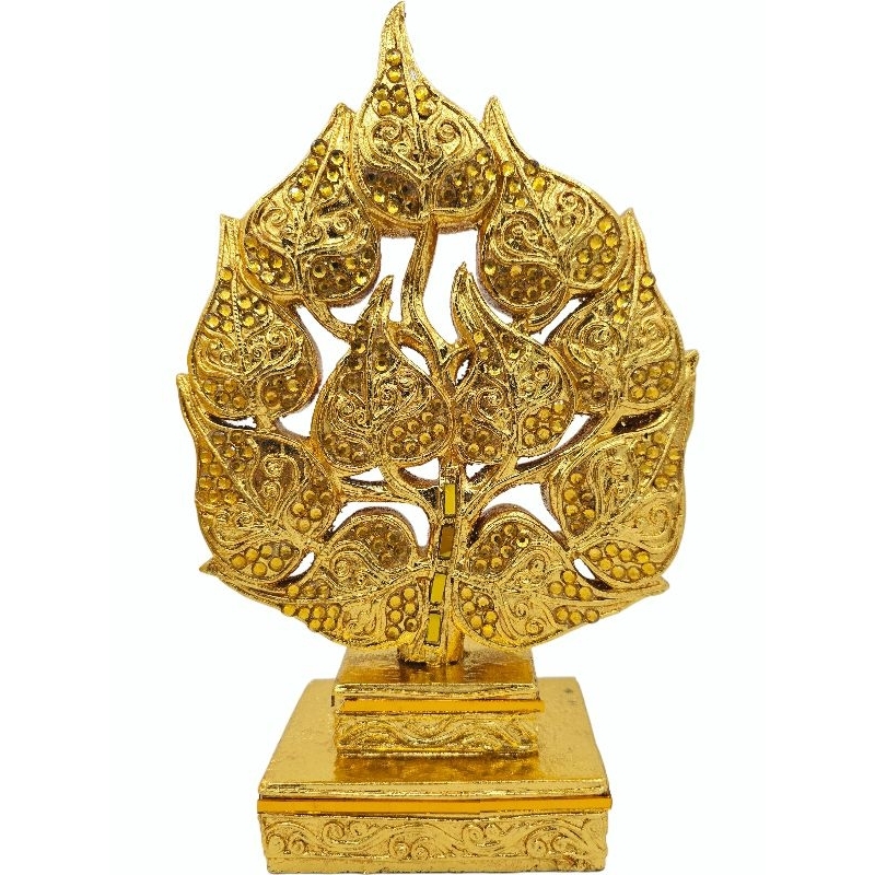 Bodhi Tree Wood Carving Bodhi Leaves Behind Buddha Statue Golden Bodhi ...