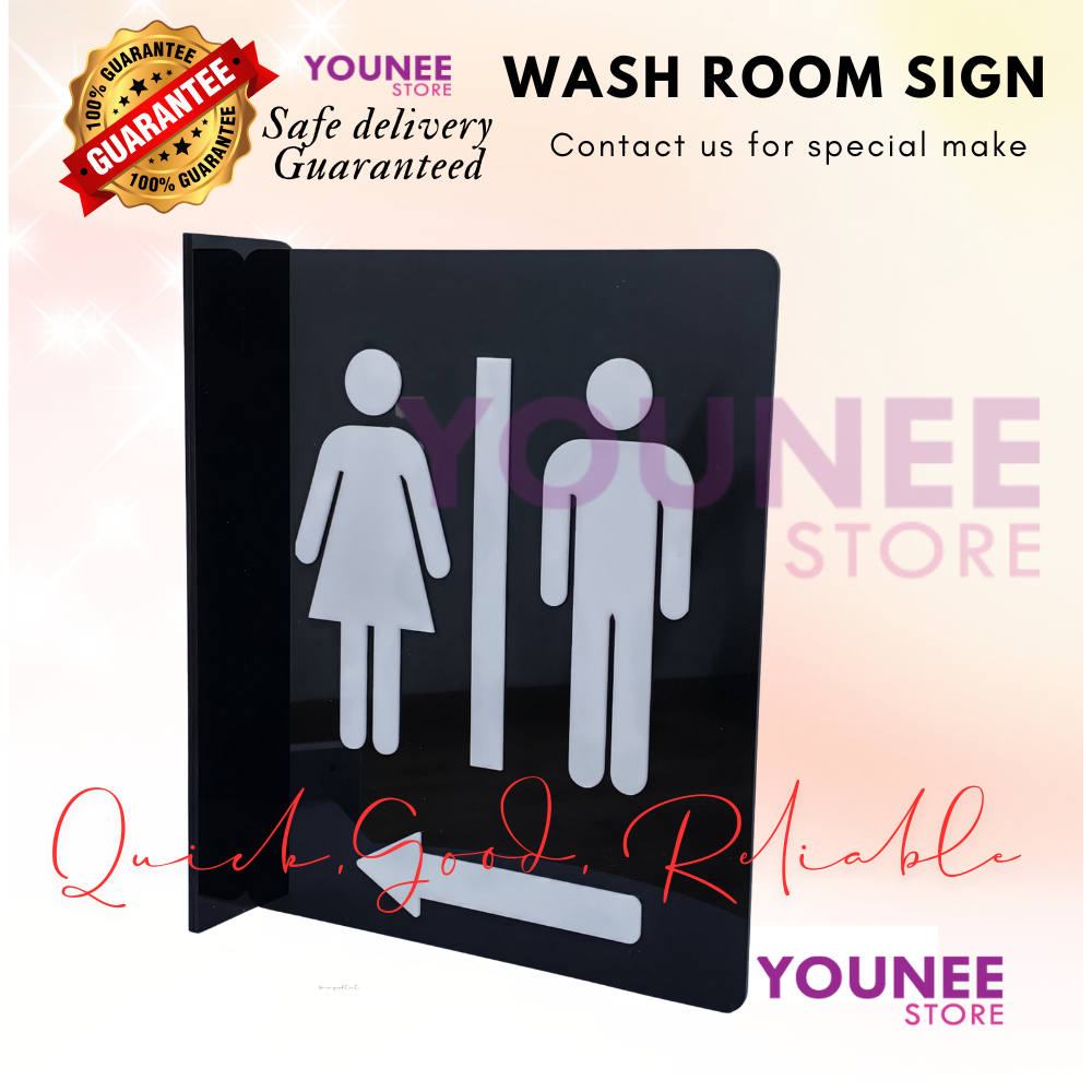2-Sided Washroom Sign – Wall Mounted Toilet Signage Male Female Symbol ...