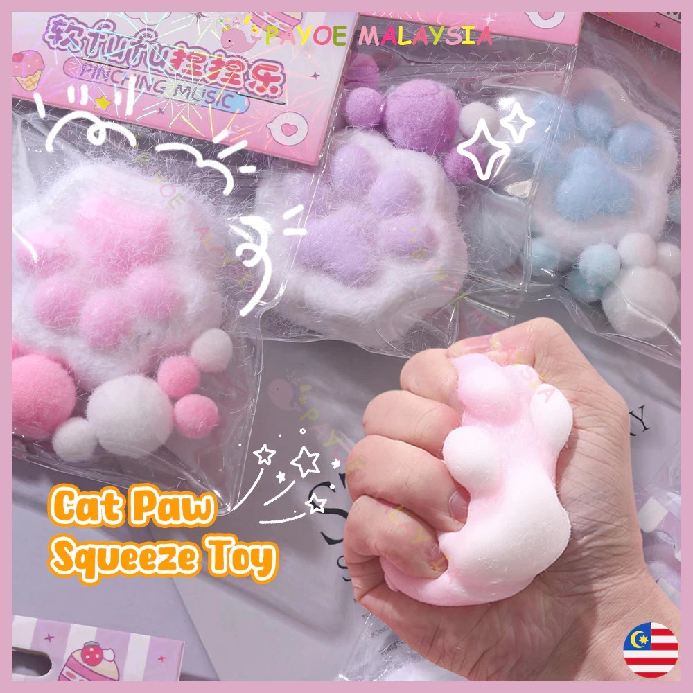 Mini Plush Cat Paw Squish Toy Stress Relief Fidget Toy Pinch Toy ...
