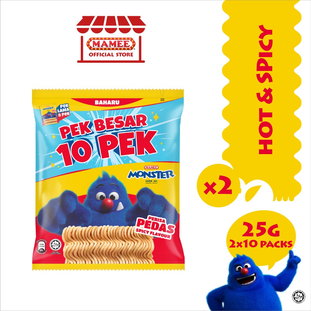 Mamee Monster Family Pack - Hot & Spicy 10*25g (2 packs) | Shopee ...