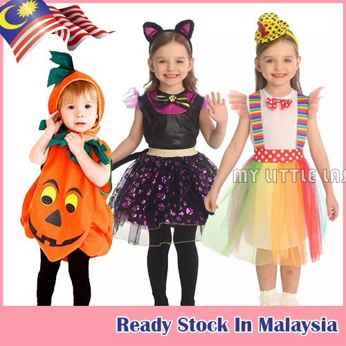 MYLITTLELASS Cutie Toddle Children Pumkin Catty Clown Halloween Dress ...