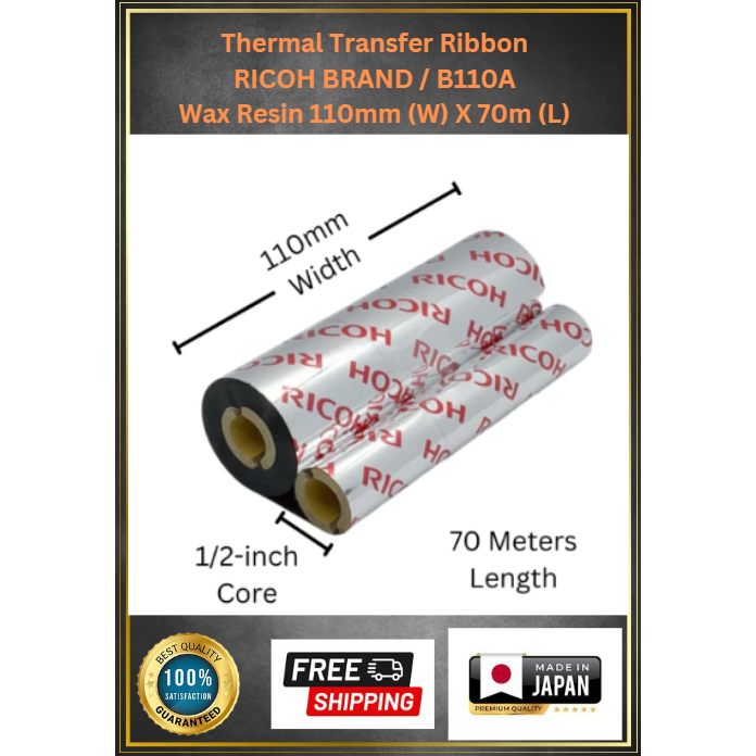 RICOH RA Ribbon Wax Resin 110mmx70m FO Barcode Ribbon Thermal Transfer ...