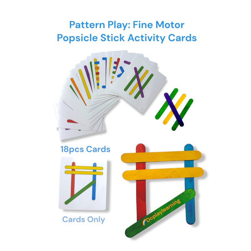 Pattern Play: Fine Motor Popsicle Stick Activity Cards Pre School ...