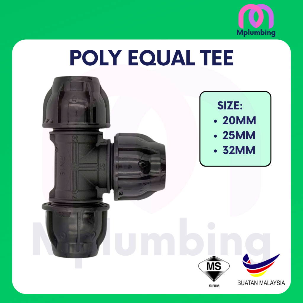 Equal TEE POLY HDPE POLYPIPE POLYPAIP CONNECTING PAIP GARDEN T ET 20MM 25MM 32MM | Shopee ...