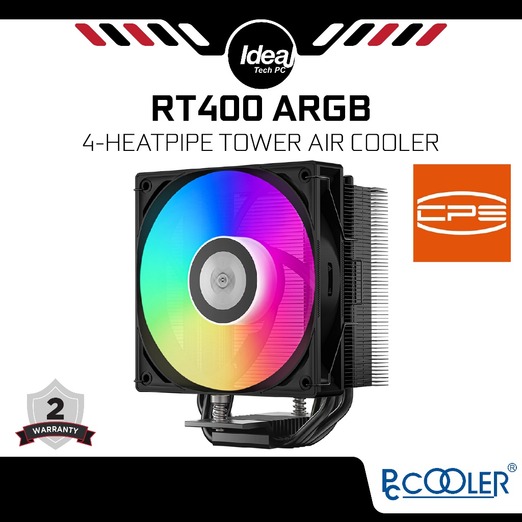 PCCOOLER PALADIN RT400 ARGB BLACK HIGH PERFORMANCE ARGB FAN 4-HEATPIPE ...
