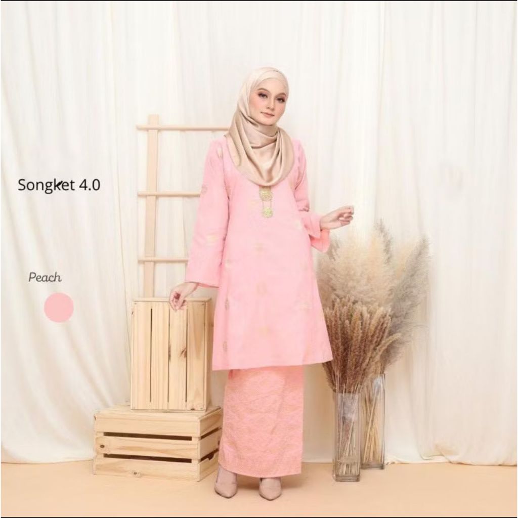 Kurung Riau Songket cotton 100% muslimah Permpuan fesyen songket raya ...