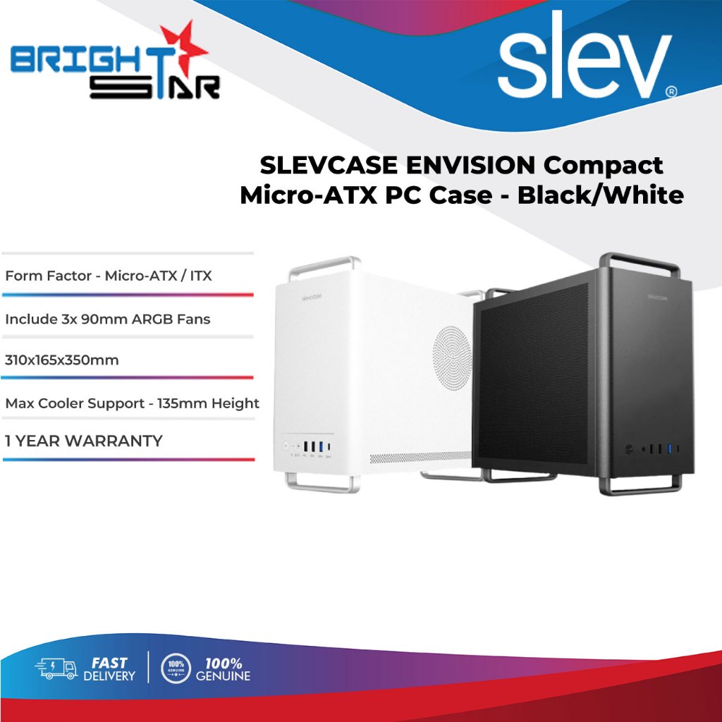 SLEVCASE Envision Micro-ATX PC Case - Black / White | Shopee Philippines