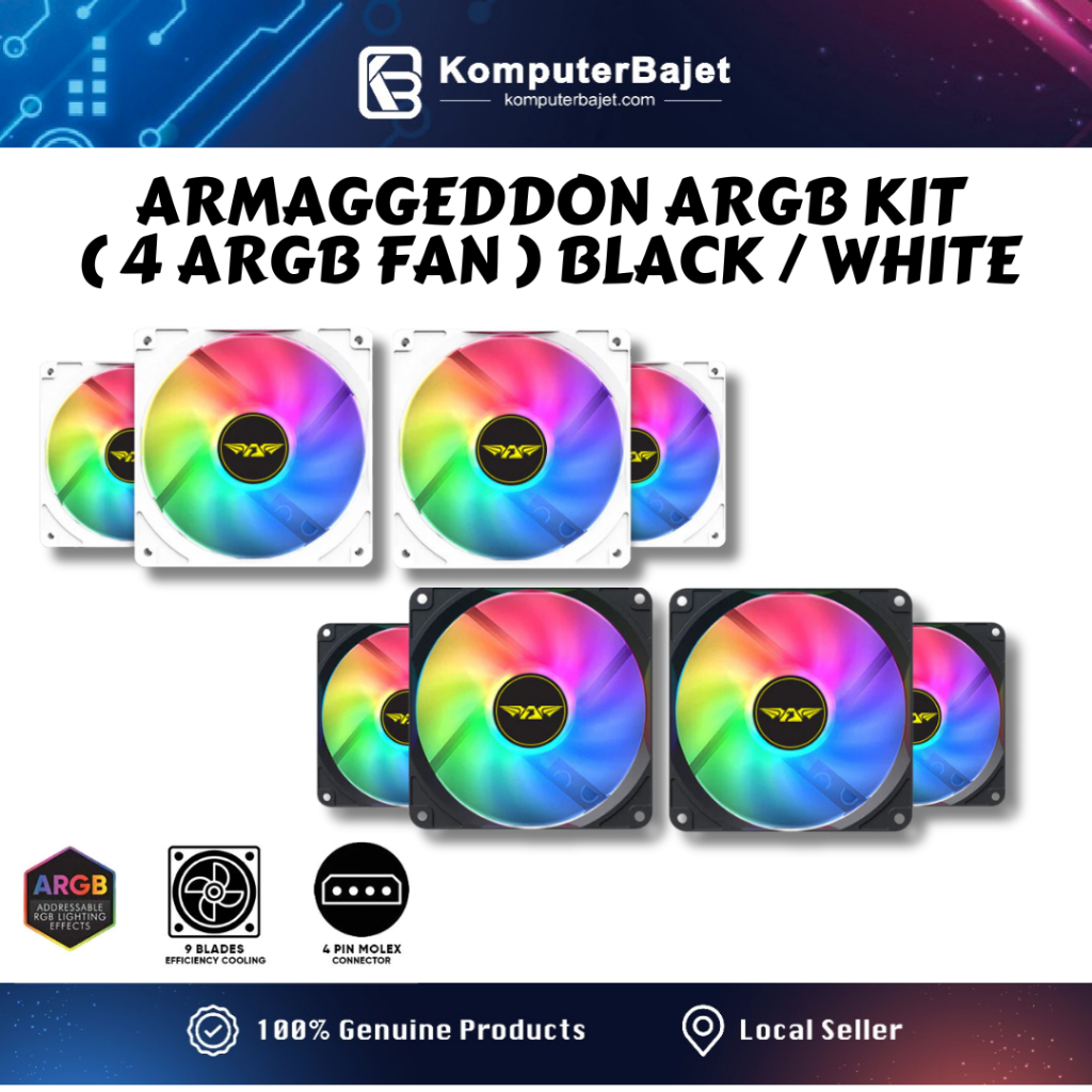 ARMAGGEDDON ARGB KIT 5000 (4 FAN) WHITE / BLACK CASING FAN Armaggeddon ...