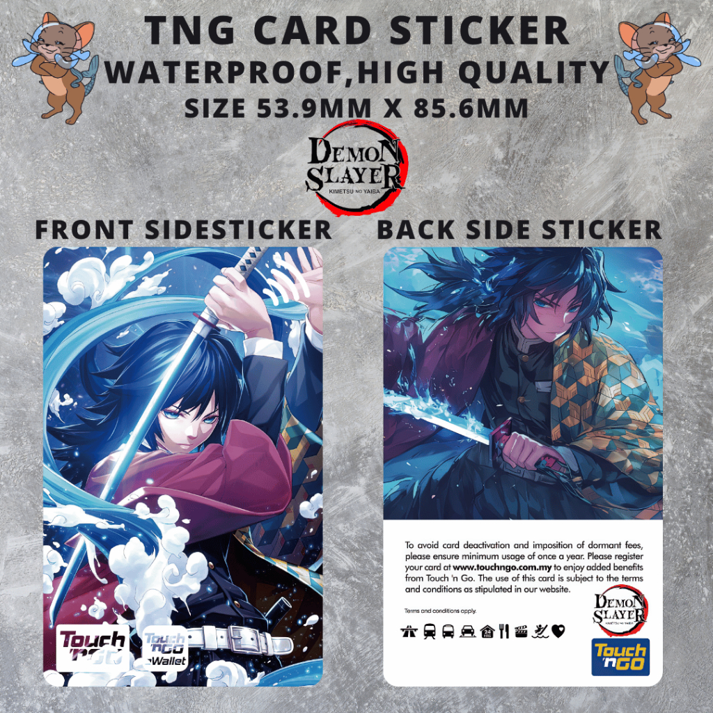 Demon Slayer Giyu Tomioka - Card Sticker/Touch n Go Card Sticker Cover ...