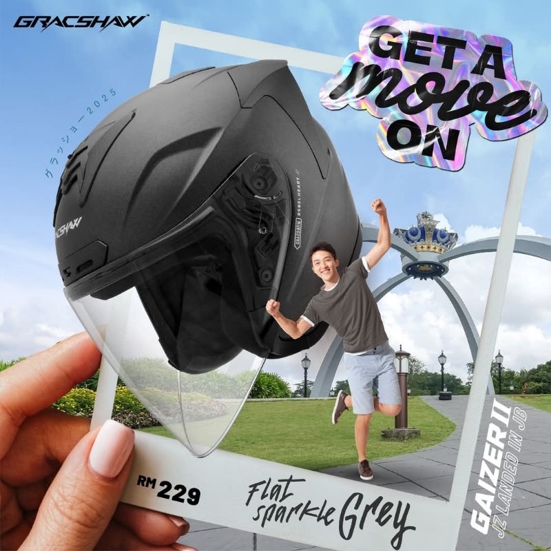 GRACSHAW GAIZER V2 Single Visor Helmet Flat Sparkle Dark Grey | Shopee ...