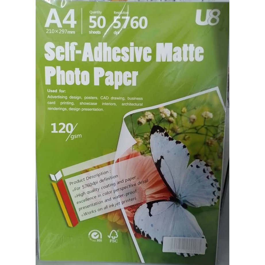 A4 self adhesive Glossy Photo/ Matte inkjet paper 20 sheets/ 50 sheets ...